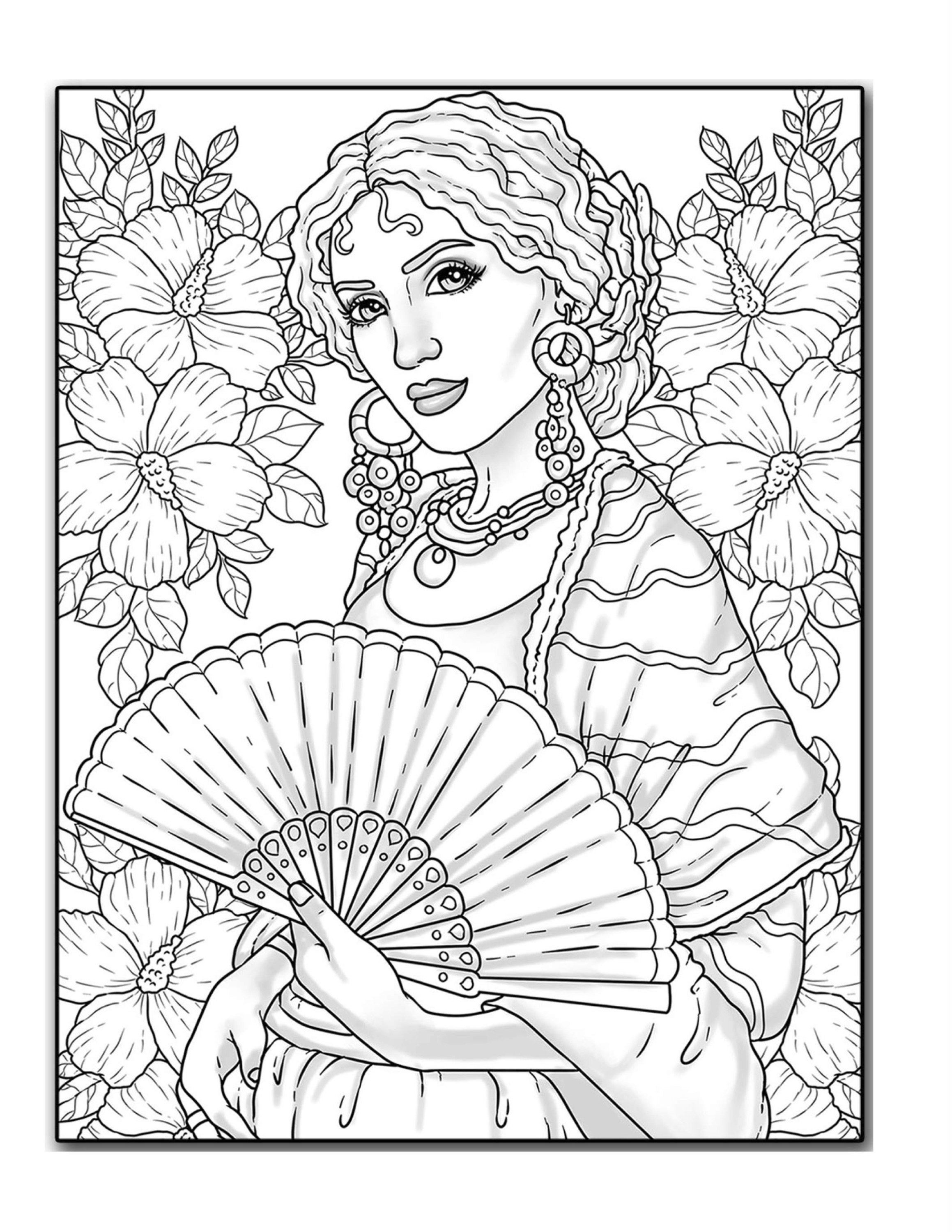 Beauty of Women Adult Coloring Pages - Etsy