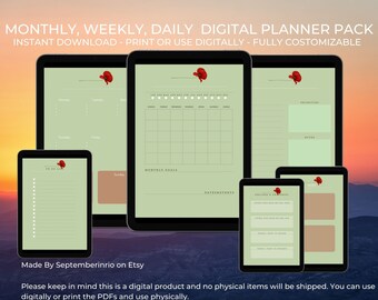 Canva Digital Planner Template, Daily Planner, Weekly Planner, Monthly ...