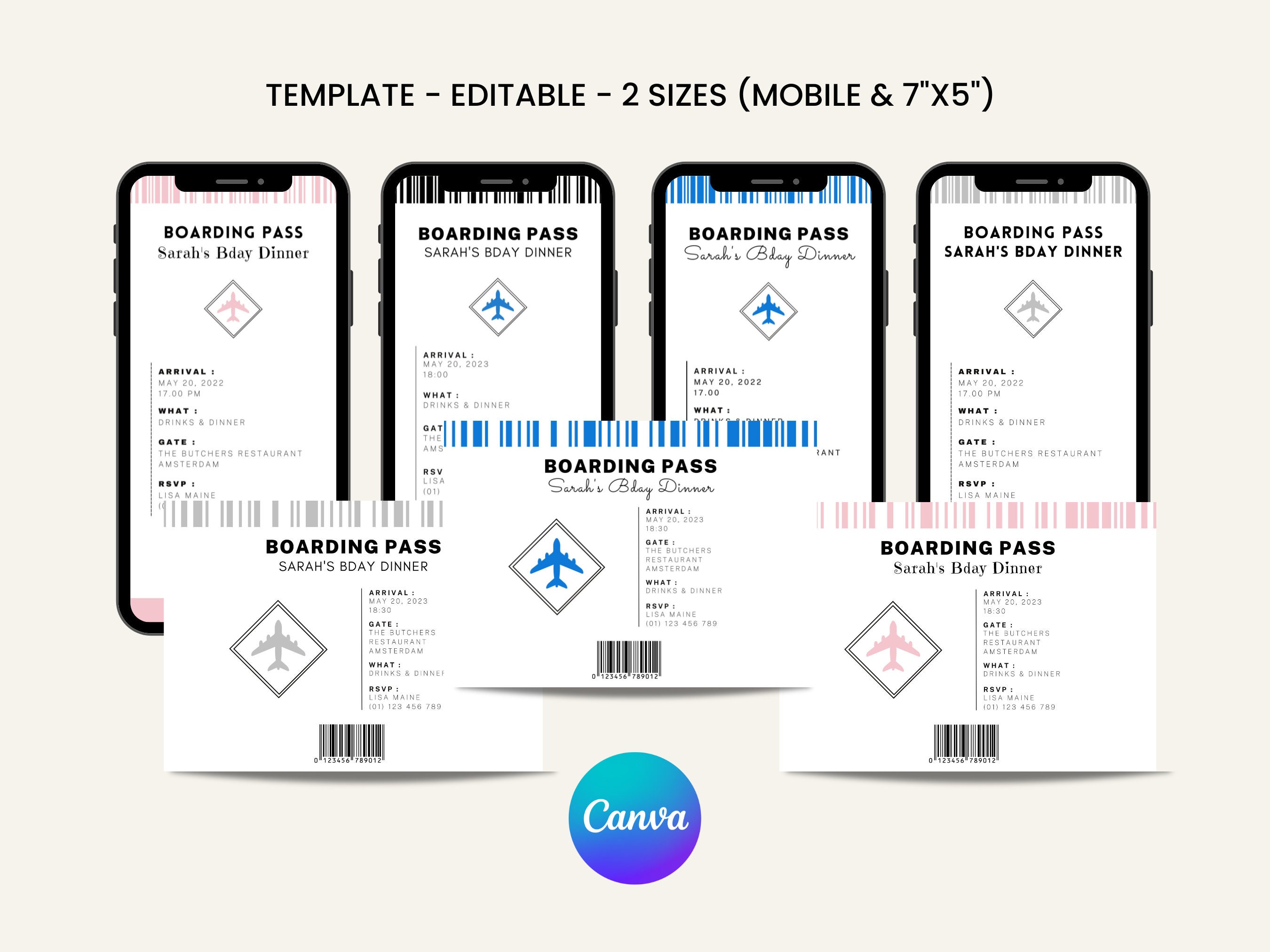 Boarding Pass Invitation Template - Editable Boarding Ticket, Printable ...