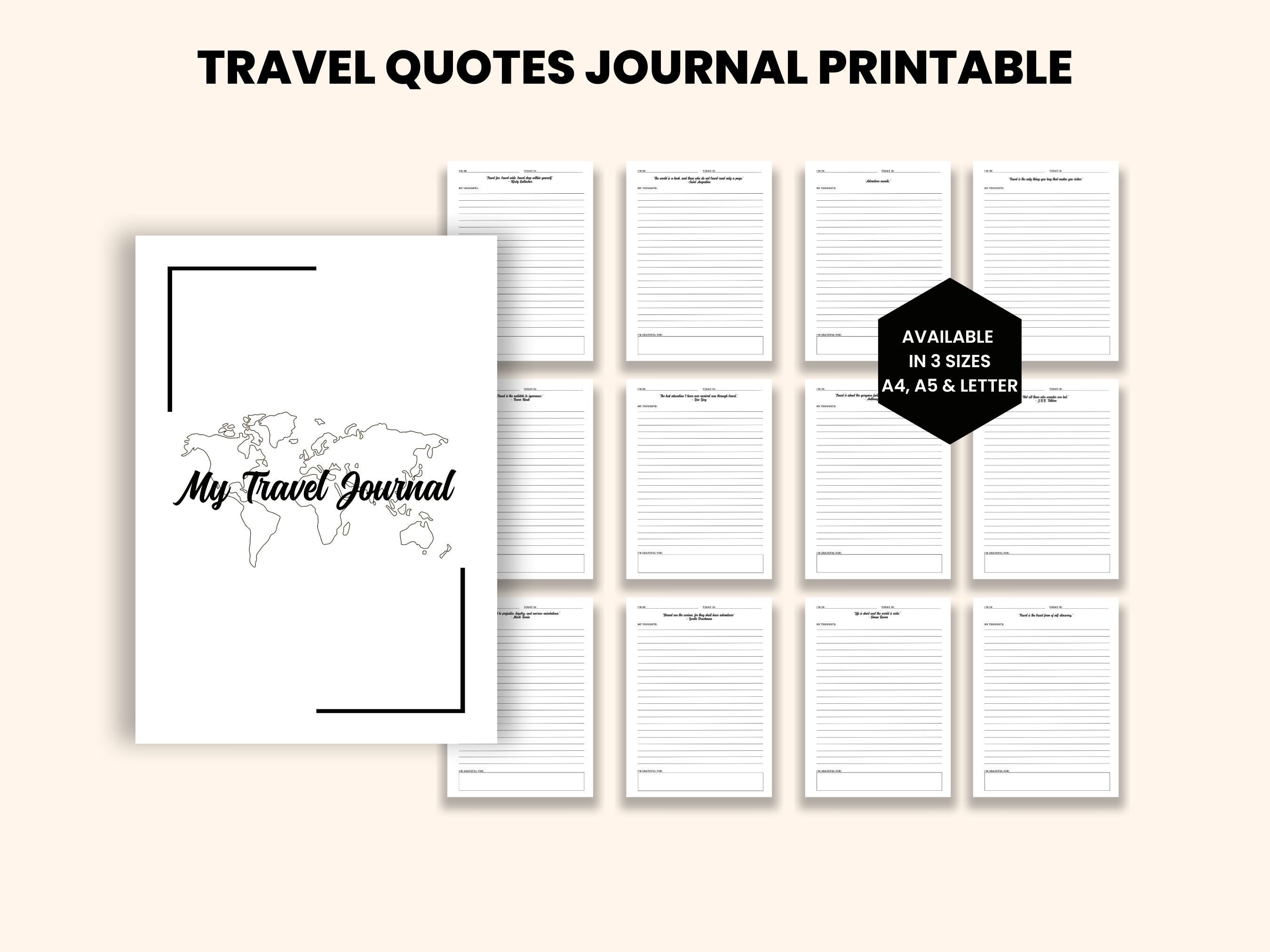 Travel Quotes Journal Printable Printable Journal Daily - Etsy