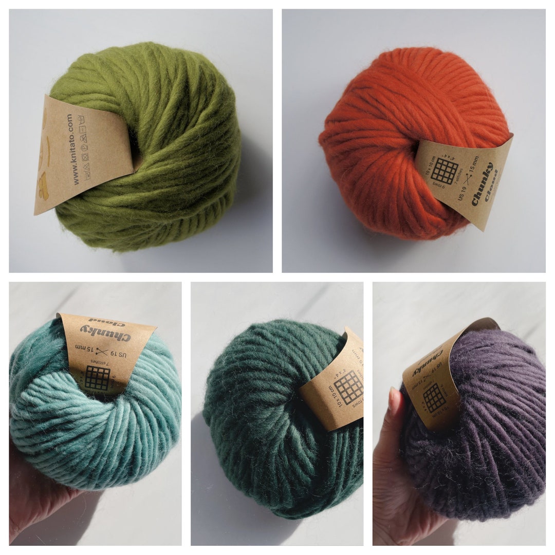 Knitato Merino Wool Chunky Yarn Bulky Yarn 200g (19 Colors) - Etsy
