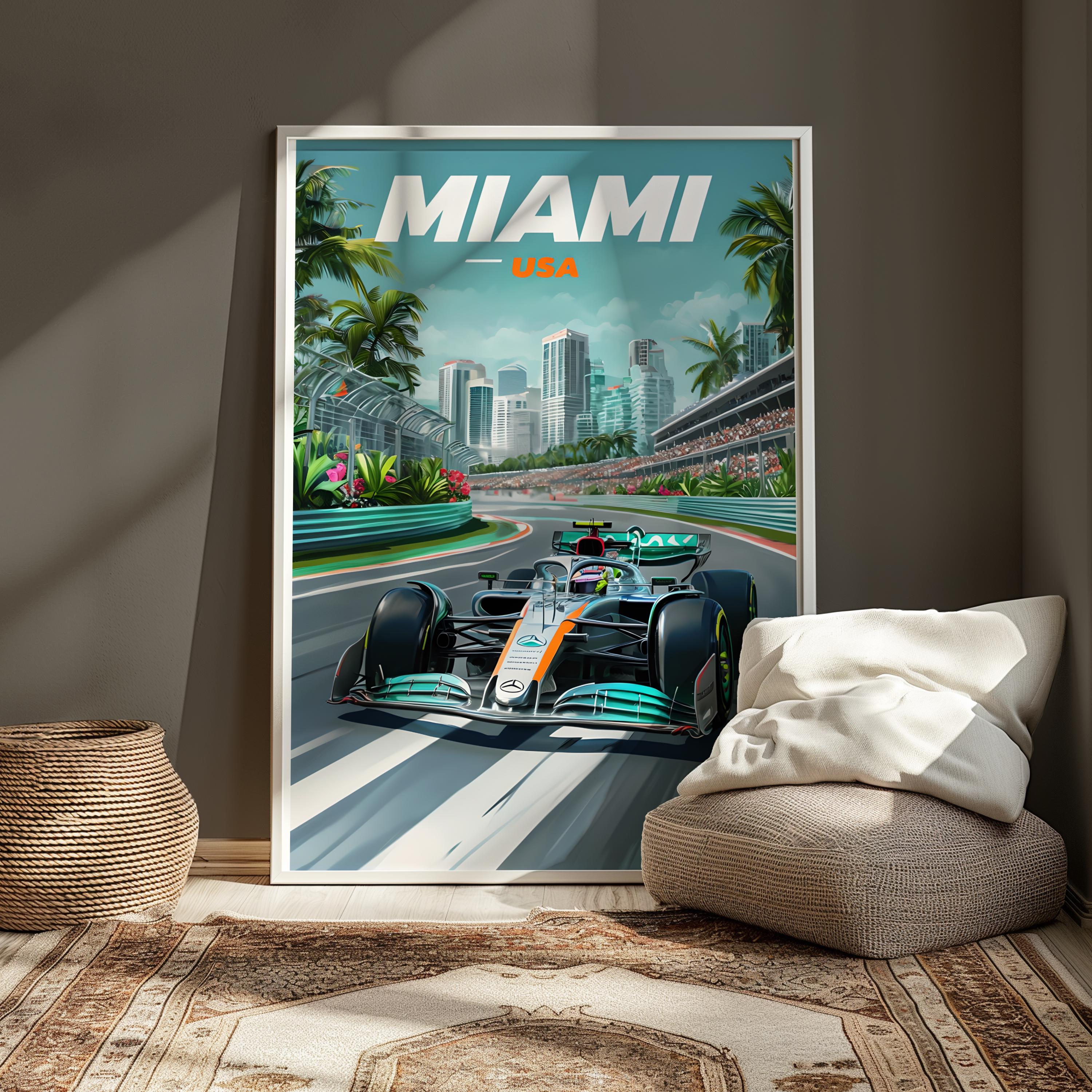 USA Miami Grand Prix Art Print | Miami Circuit Poster, Digital Print ...