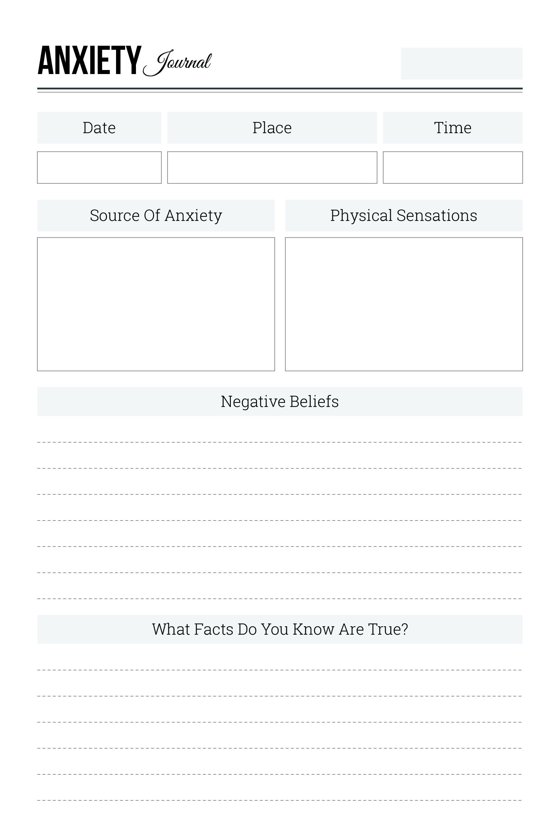 Anxiety Journal Template Anxiety Journal Template