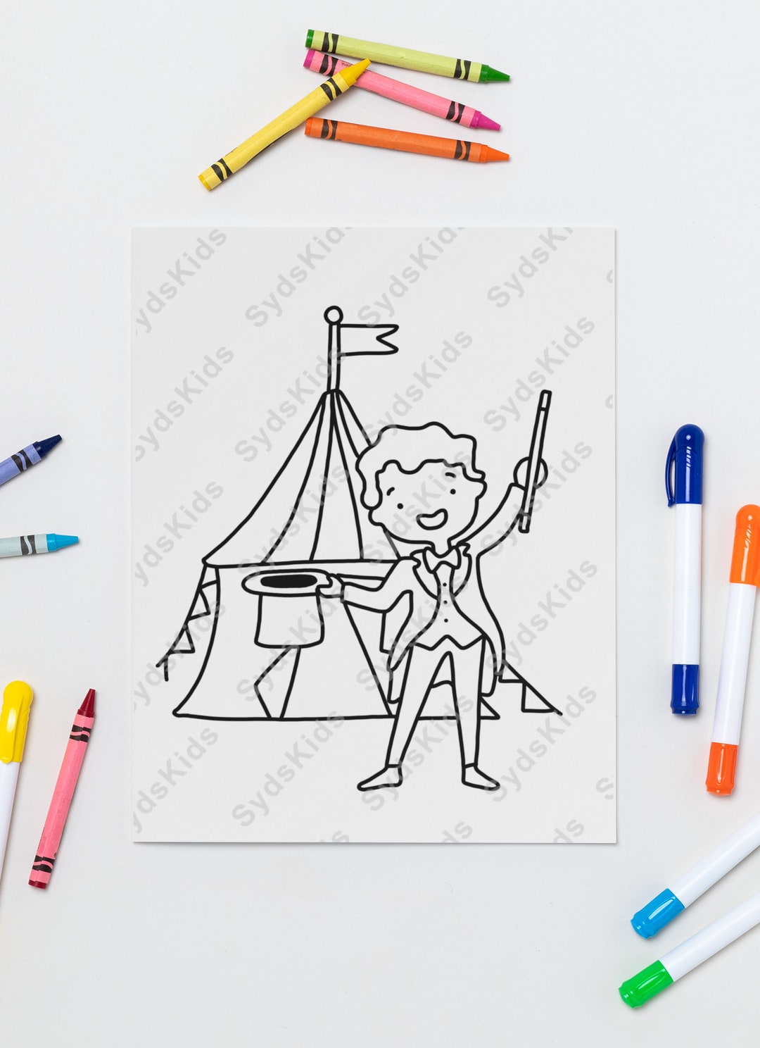 Printable Coloring Pages - Circus Themed, Coloring Book, Digital ...