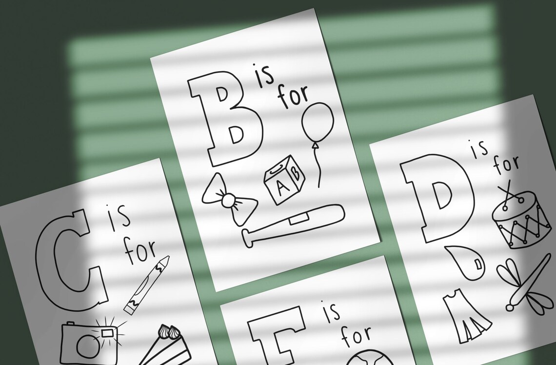 Printable Coloring Pages Alphabet Themed, Educational, A, B, C, D, E ...