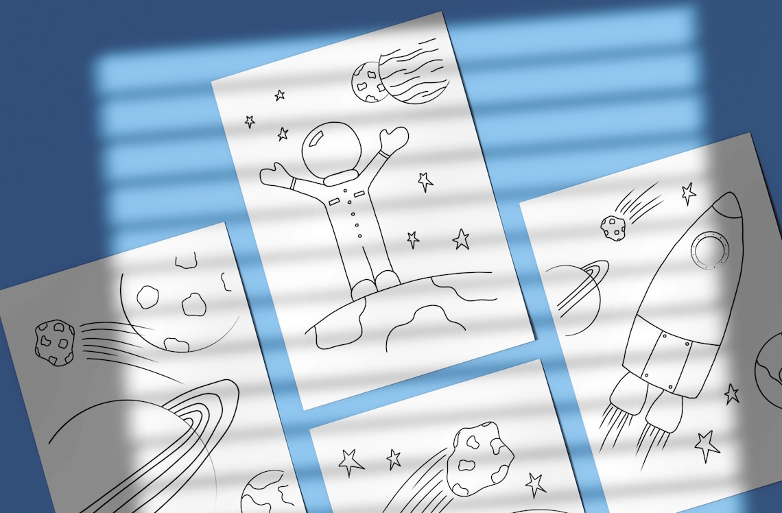Printable Coloring Pages Outer Space Themed Planets - Etsy