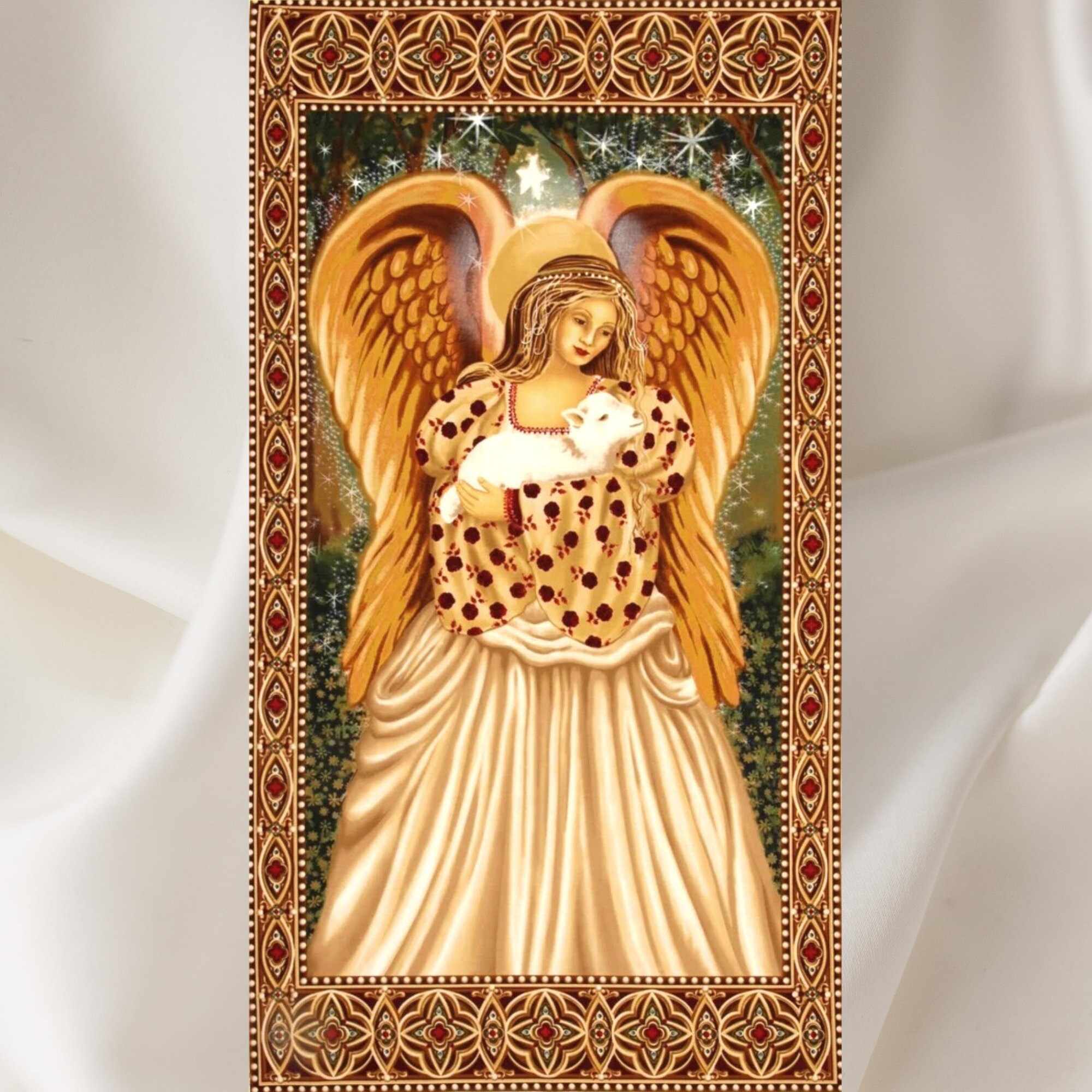Golden Angel Fabric Panel With Lamb Quilting Cotton Fabric Panel ...