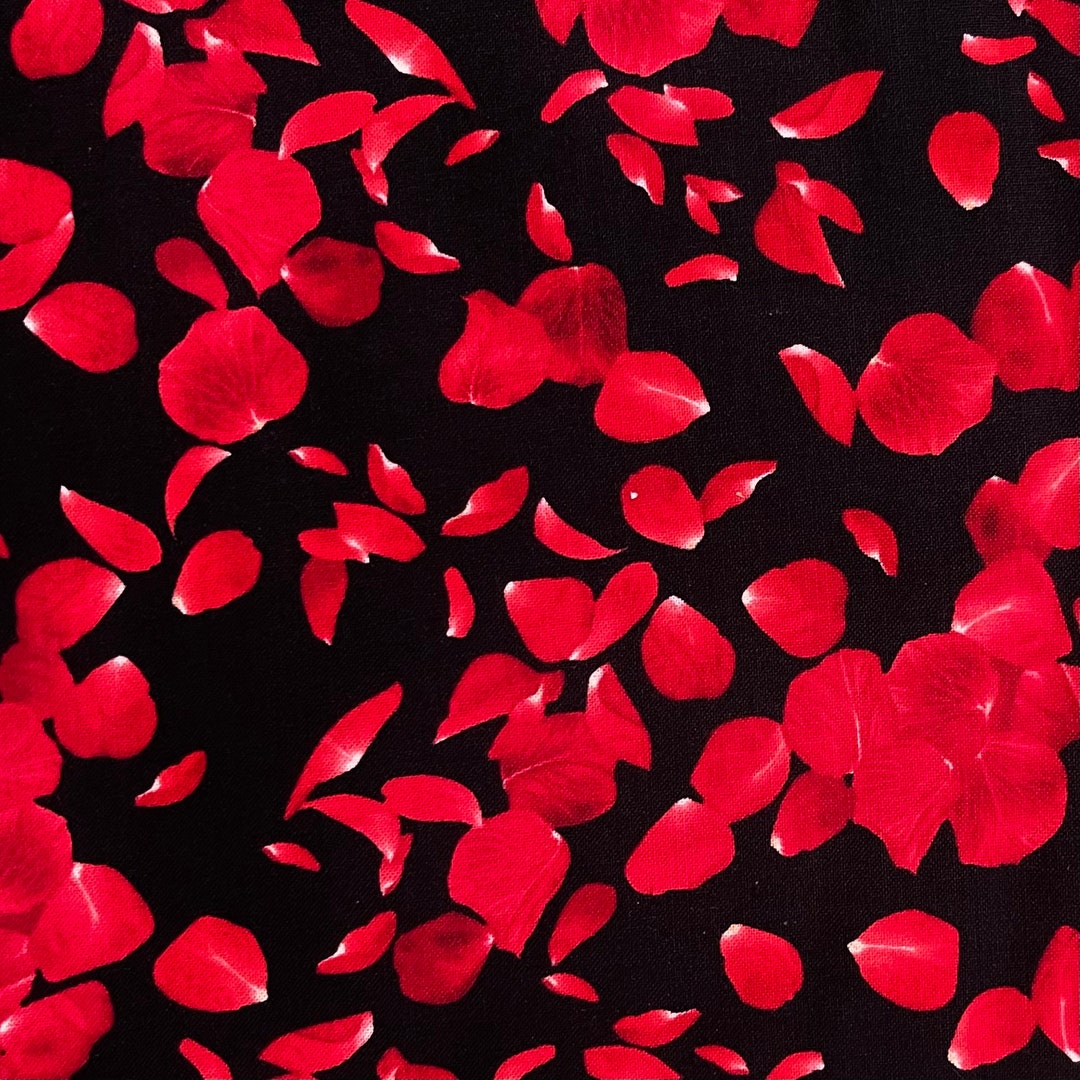 Rose Petals Fabric Red Black Glamour Fabric by Timeless Treasures ...