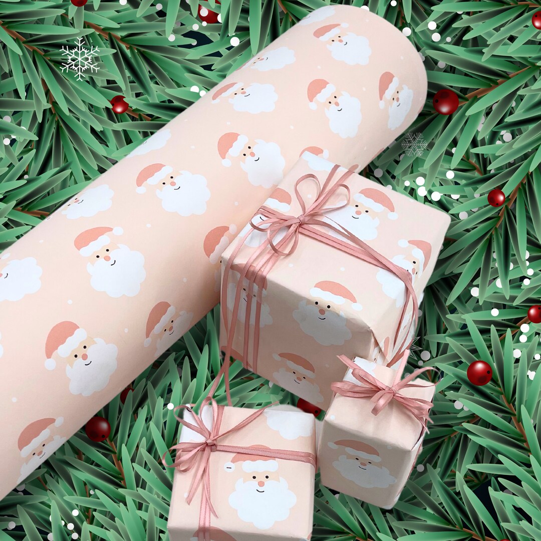 Santa Blush Hat Wrapping Paper, Eco-friendly Gift Wrap - Sustainable ...