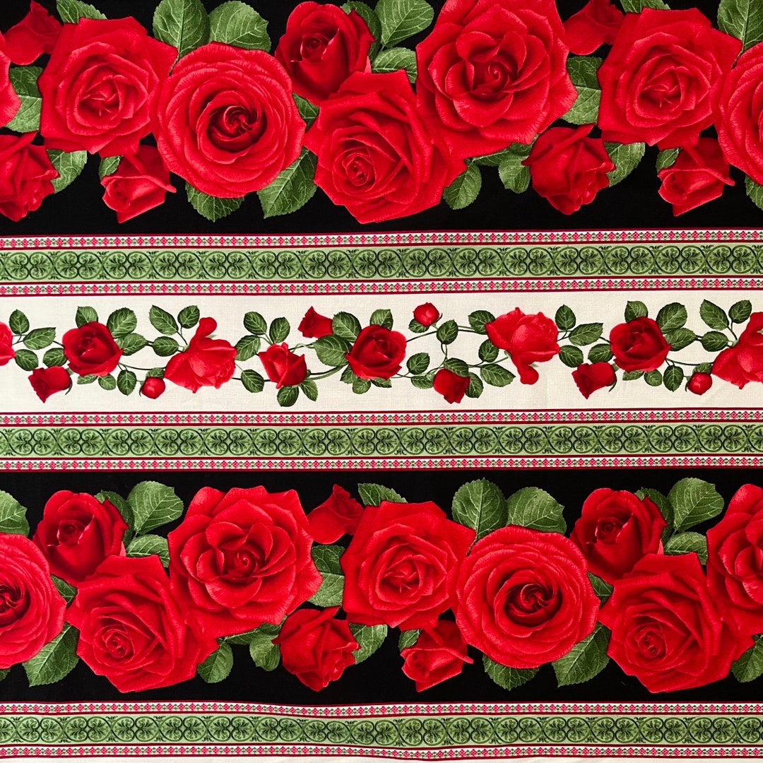 Roses Glamour Border, Floral Fabric by Timeless Treasures C5050 - Etsy