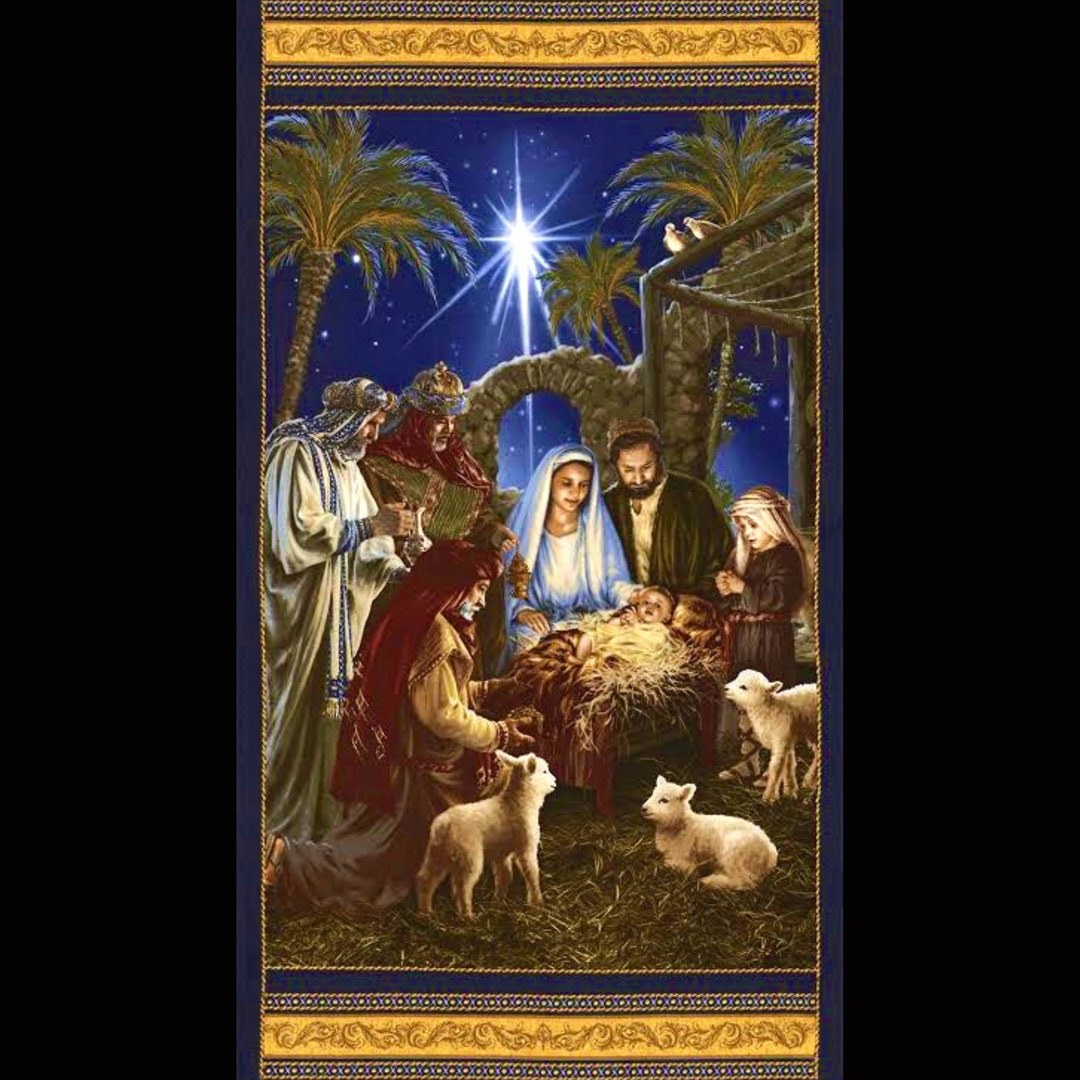 Nativity Christmas Fabric Panel Dona Gelsinger Cotton Quilting Timeless ...