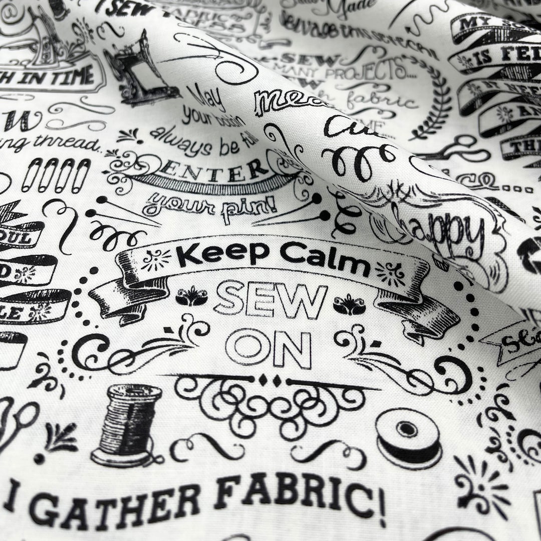 Sewing Words Fabric by Timeless Treasures, Cotton Quilting, Gail C3417 ...