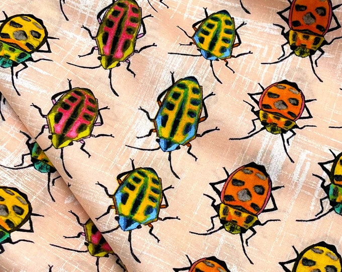 Retro Bugs Fabric Mid Century Bugs Large Scale by Sally Mountain ...