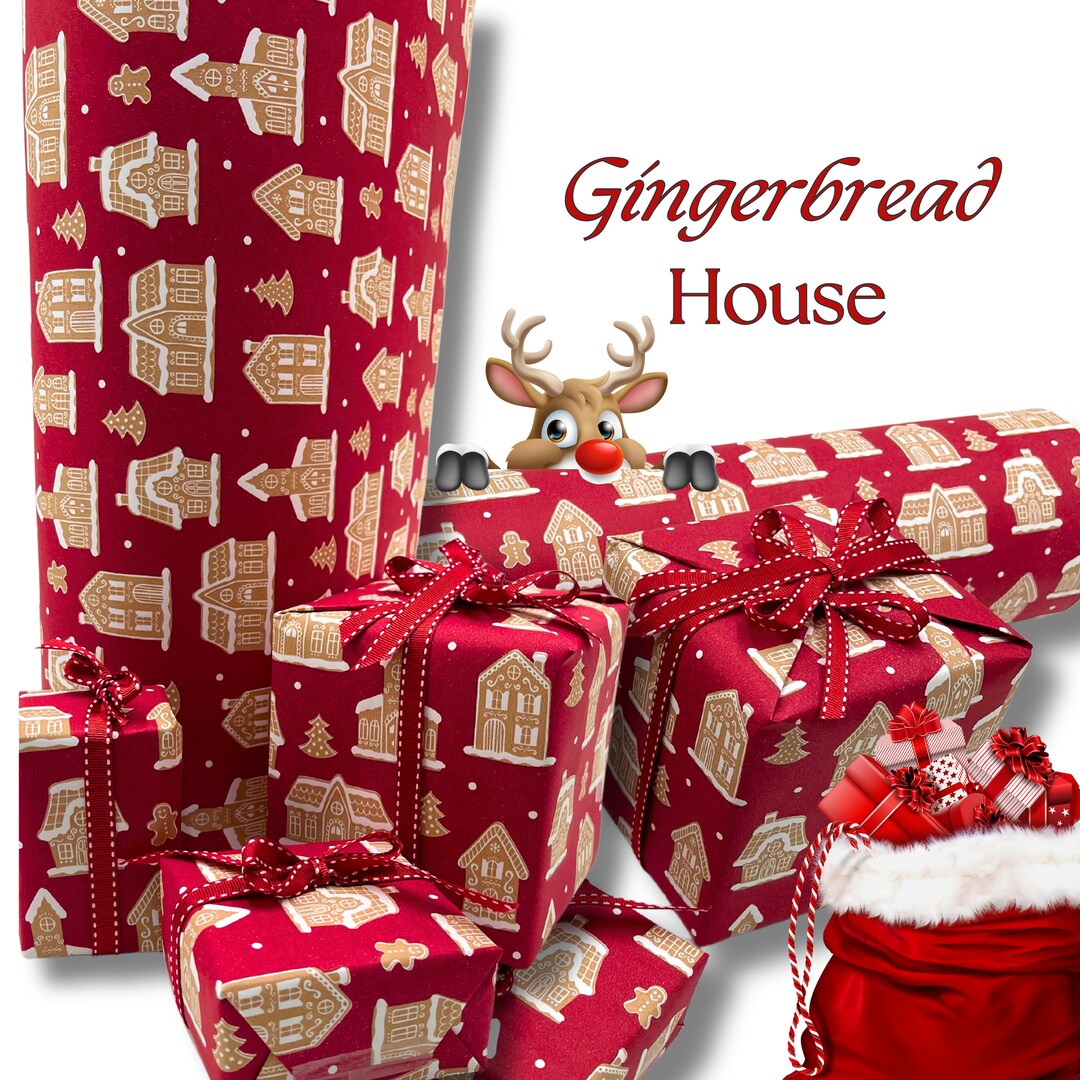 Gingerbread House Gift Wrapping Paper – Festive Christmas Wrap | 80gsm ...
