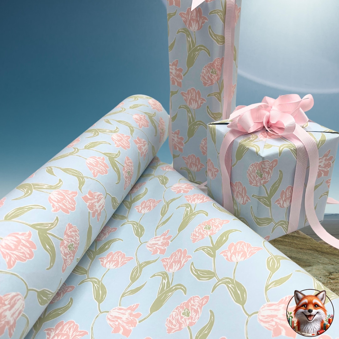 Valentines Day Tulips Gift Wrapping Paper, 80gsm, 60cm Wide, With ...