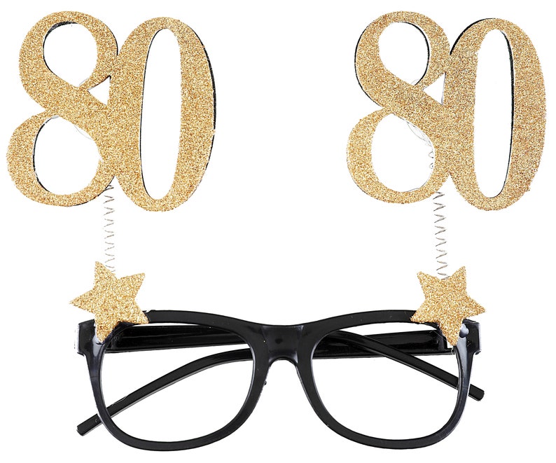 80th Birthday Blast: Elegant Gold Glitter Glasses for Unforgettable ...