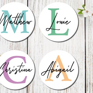 Custom Name and Initial Coasters | Personalised Wooden Coasters | Round ...
