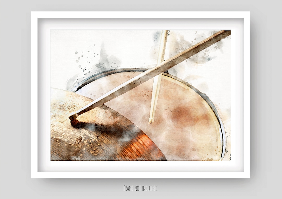 Drumkit Watercolour Print, Drum Digital Watercolour Print, Music Print ...