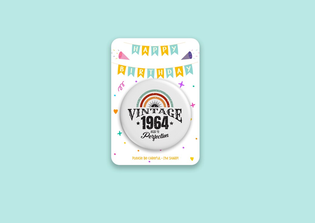 60th Birthday Badge | Vintage 1964 | Aged to Perfection | Birthday Gift ...