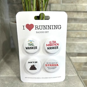 4 X Badges for Runners | Gift for Runners | Funny / Rude Badges | Don't ...