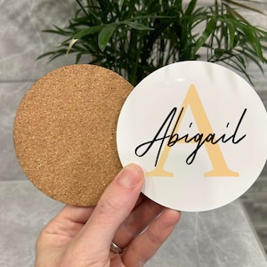 Custom Name and Initial Coasters | Personalised Wooden Coasters | Round ...