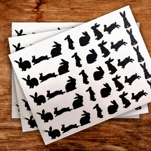 Cute Tiny Bunny Vinyl Stickers | Rabbit Lover Gift | Black Rabbit ...