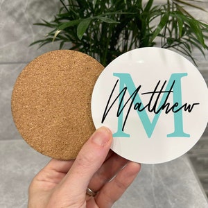 Custom Name and Initial Coasters | Personalised Wooden Coasters | Round ...