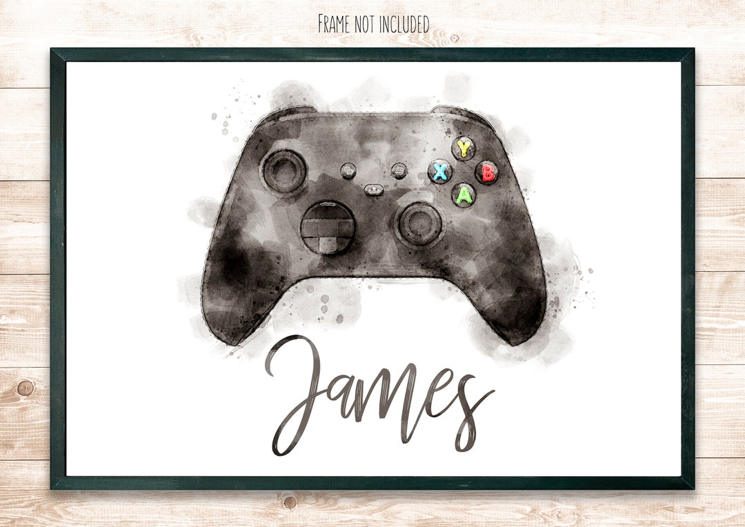 Game Controller Art Print BLACK, Personalised Gaming Artwork, Digital ...
