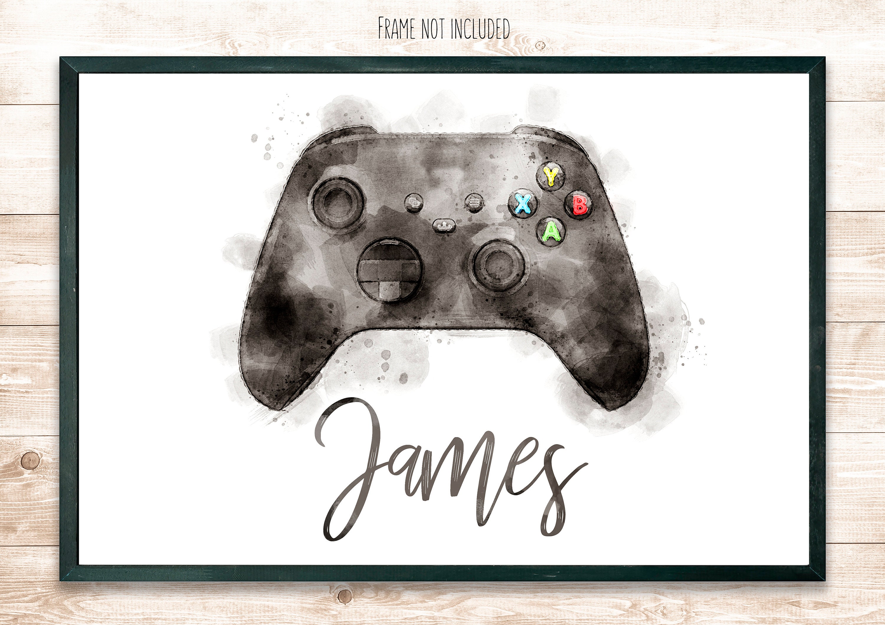 Game Controller art print BLACK Personalised gaming | Etsy