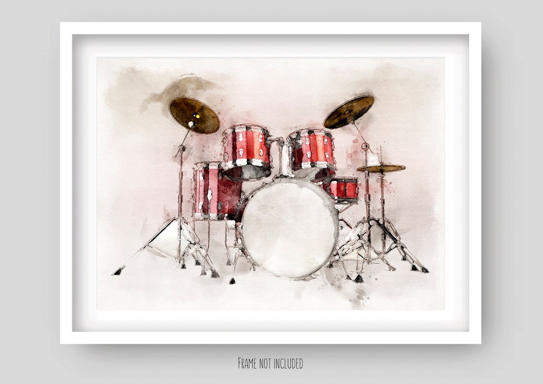 Drumkit Watercolour Print, Drum Digital Watercolour Print, Music Print ...