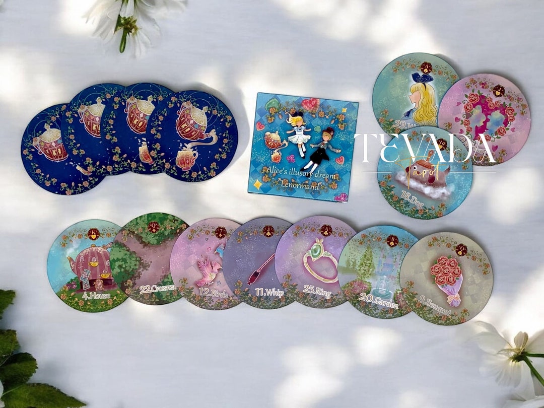 Alices Illusory Dream Lenormand Mini-41-card Round Shape Pocket Size ...