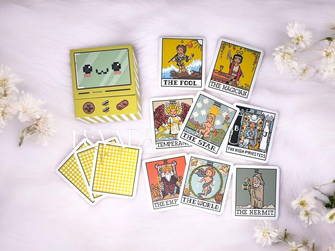 8-bit Fantasy Tarot Pocket-compact Size Cute Nostalgic Pixel Video Game ...