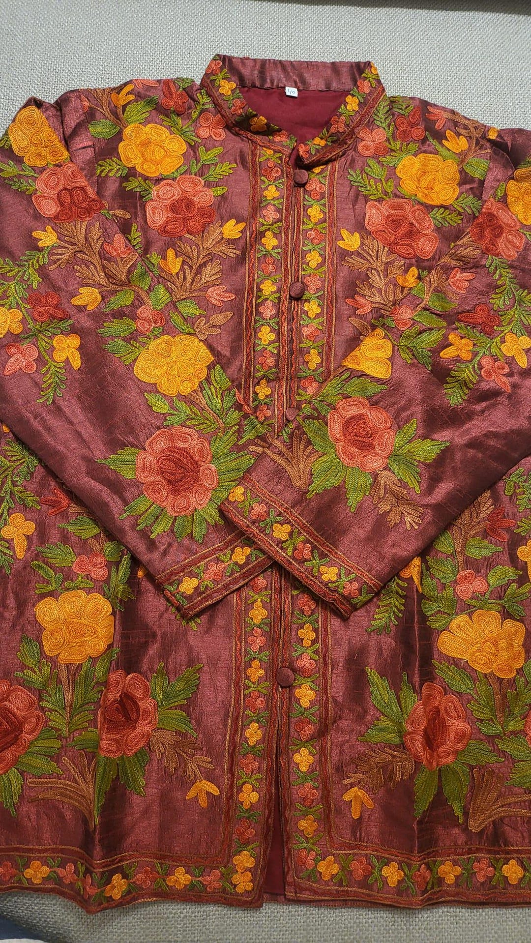 Beautiful Hand Embroidered Short Raw Silk Kashmir Jacket/bohemian Coat ...