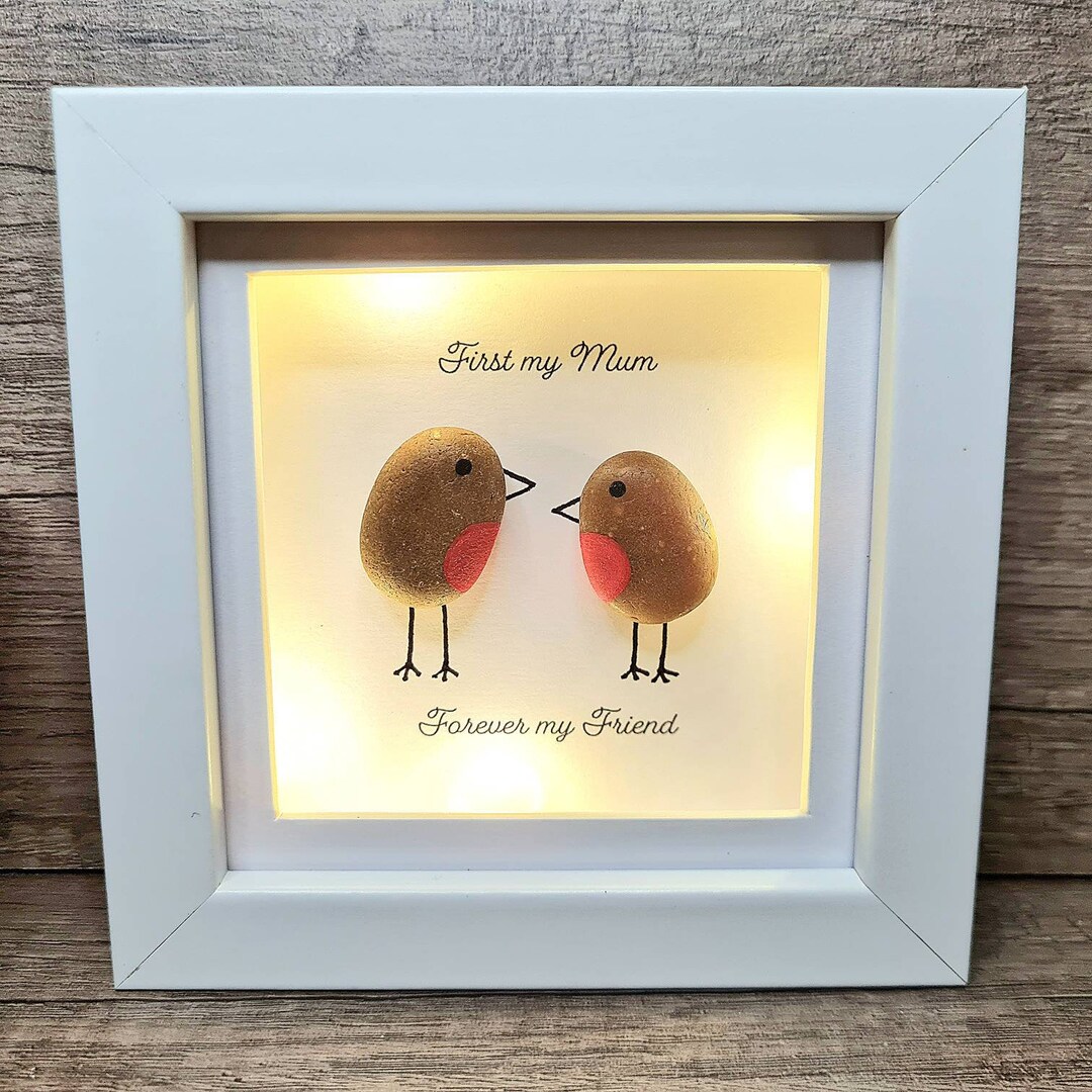 Mothers Day Gift. Mother Daughter Gift. Box Frame With LIGHTS. Pebble ...