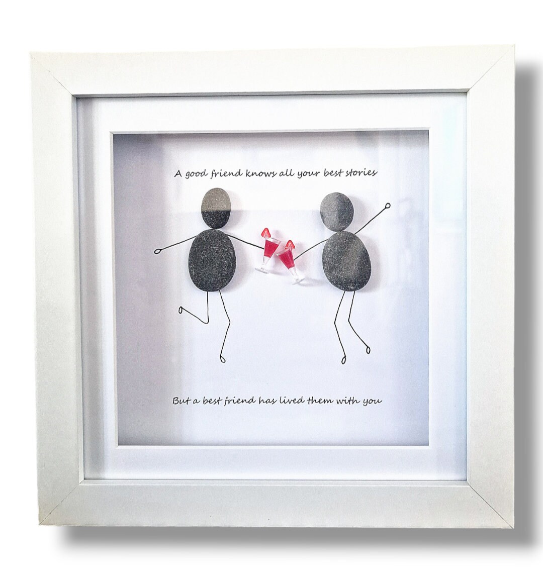 Pebble Art Friends. Box Frame Pebble Art Family With Lights. Pink ...