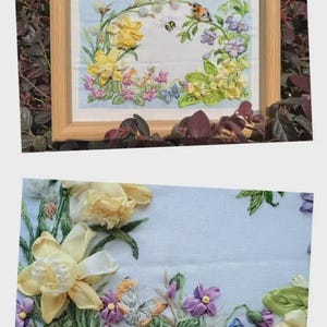 3D Silk Ribbon Embroidery and Stumpwork Kit for Beginner With Tutorial Video Spring Floral ...