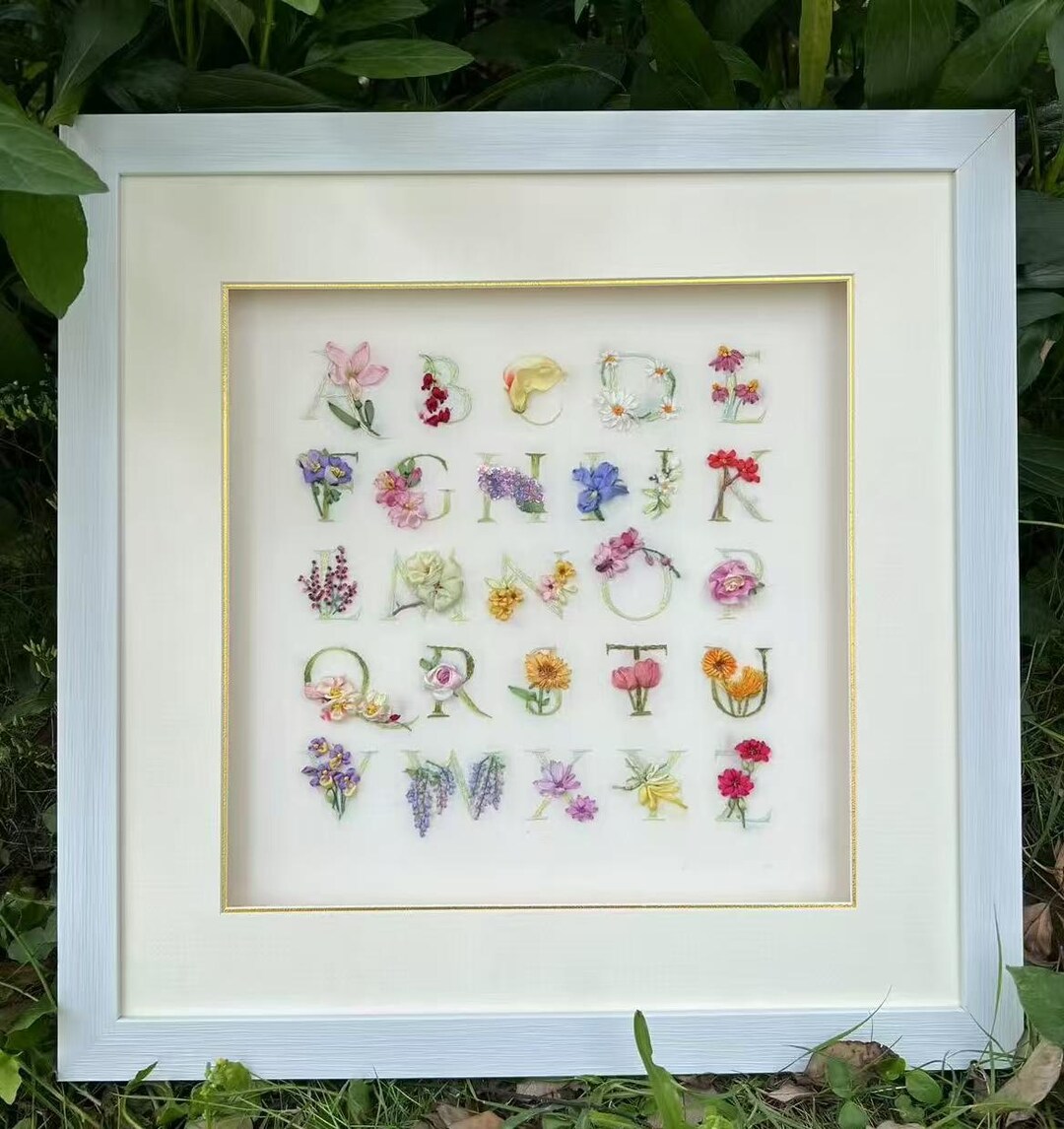 New 3D Floral Alphabet Silk Ribbon Embroidery Kit for Beginner ...