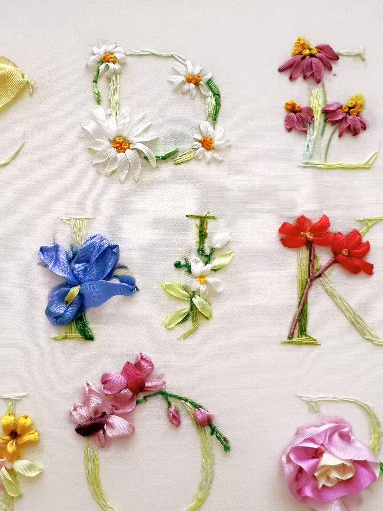 Floral Alphabet Silk Ribbon Embroidery Kit: Beginner DIY (tutorial ...