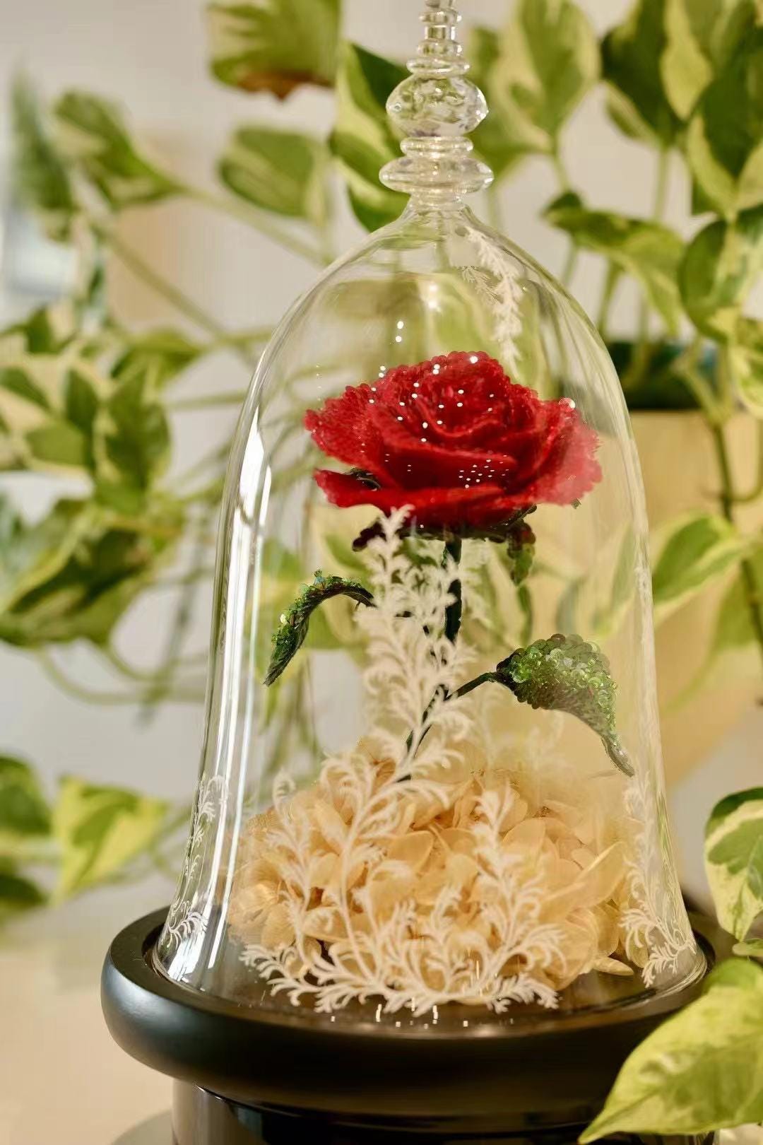 Tambour Embroidery Kit Red Rose Flower in Glass Dome With Tutorial ...