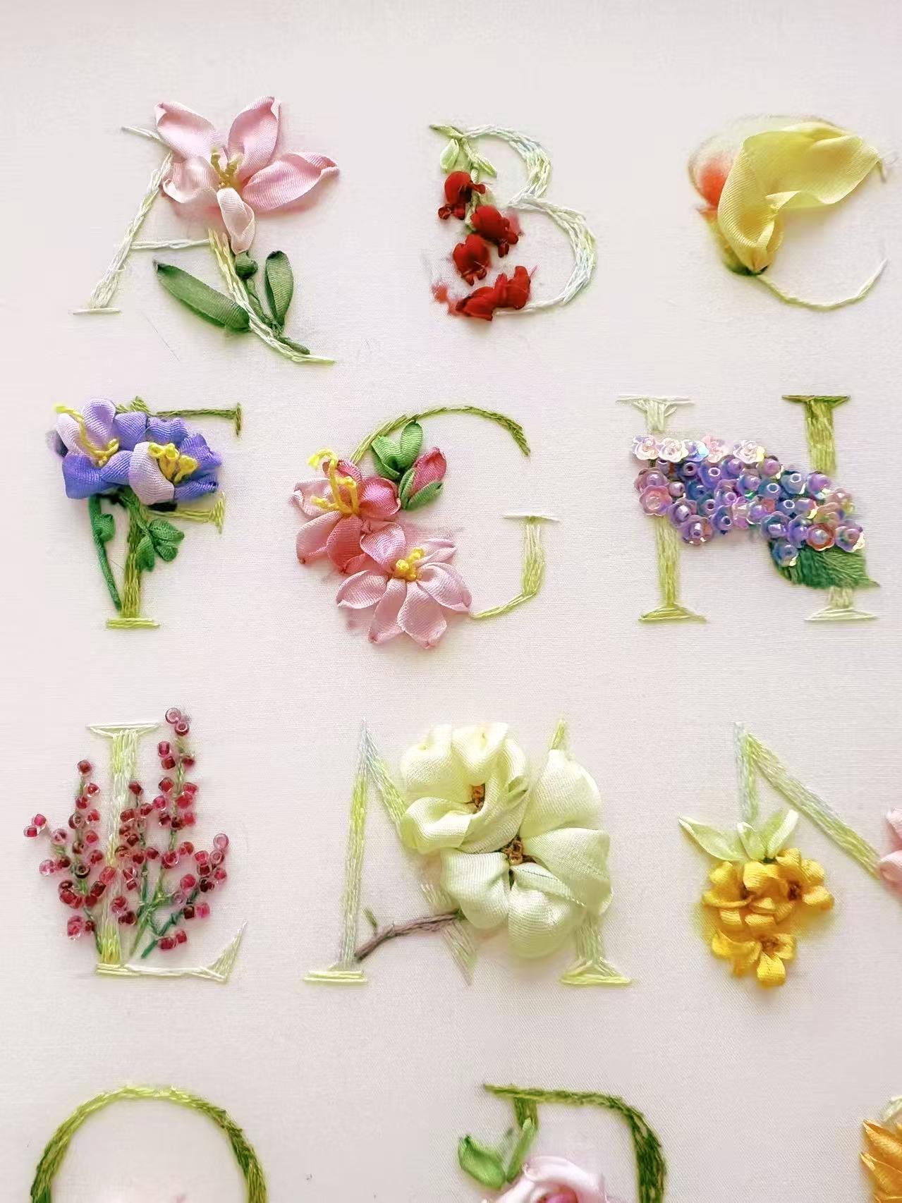 Floral Alphabet Silk Ribbon Embroidery Kit: Beginner DIY (tutorial ...