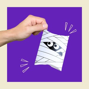 DIY Mummy Eye Halloween Pillow Candy Box Template, Custom Kids Party ...