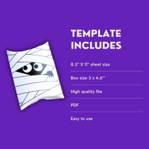 DIY Mummy Eye Halloween Pillow Candy Box Template, Custom Kids Party ...
