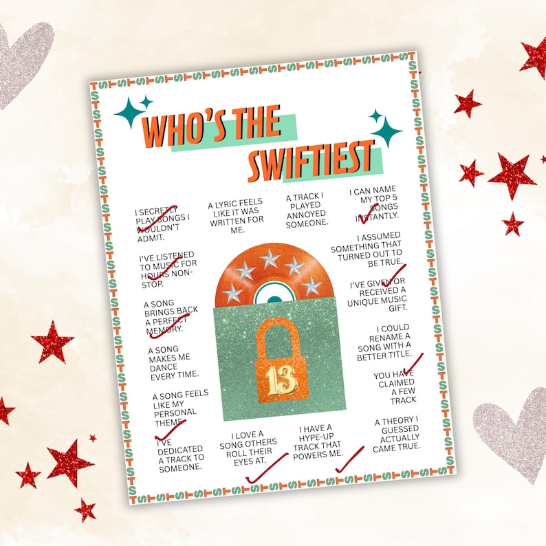 Who's the Swiftest - Showgirl Printable Party Games | Pop Album ...