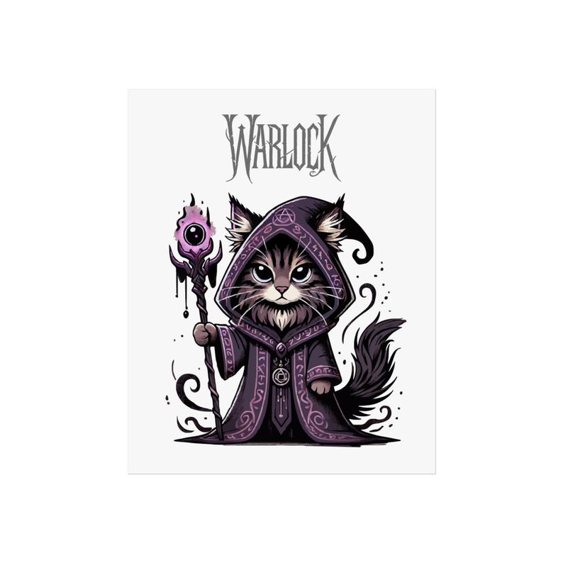 Whimsical Cat Warlock Fine Art Poster - Magical Wall Art, Cat Lover ...