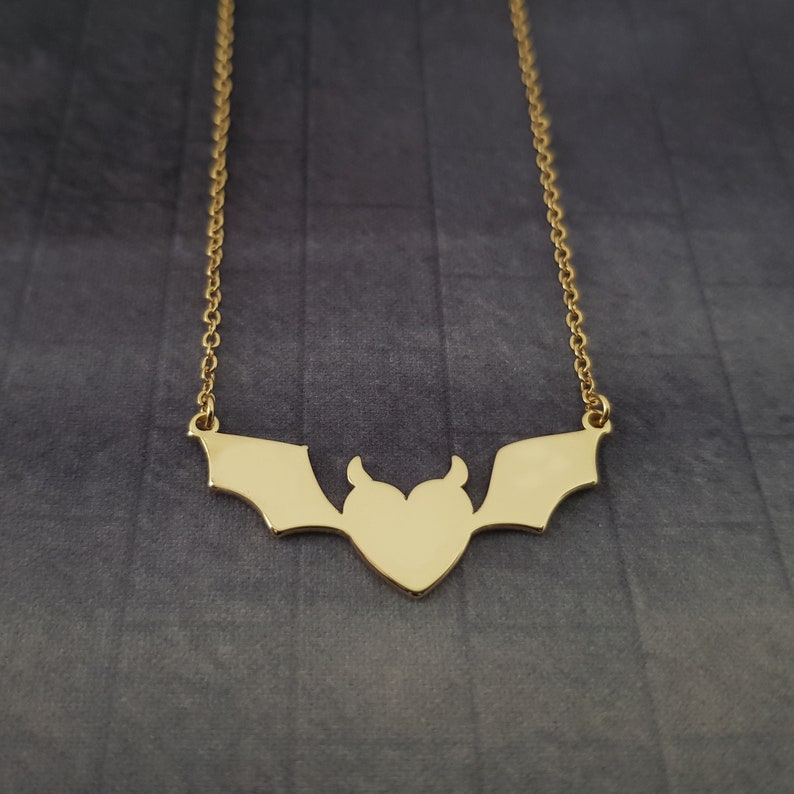 Devil Heart Necklace Bat Wings Heart Necklace Heart With - Etsy