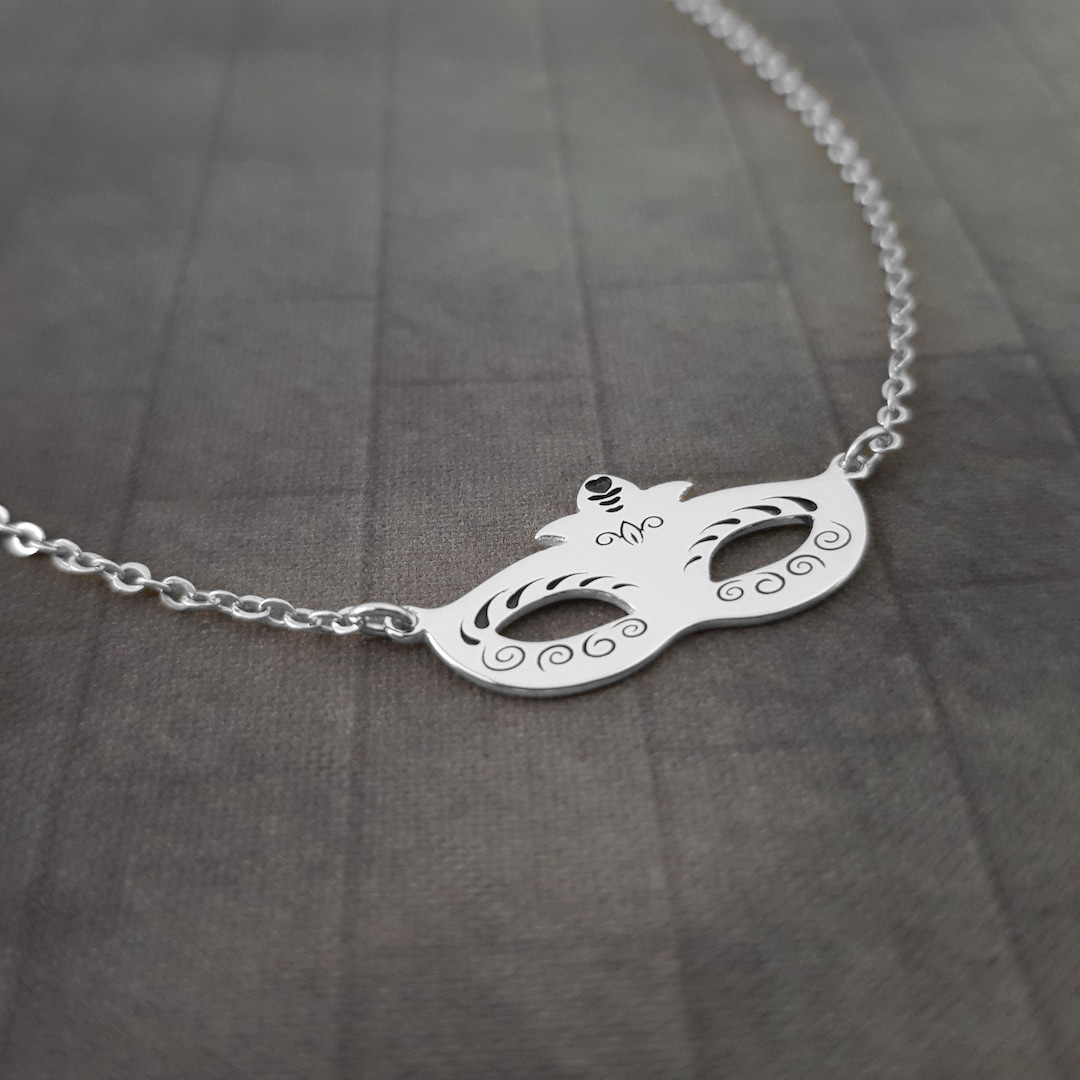 Masquerade Mask Necklace, Gold Masquerade Mask Necklace, Theater Mask ...