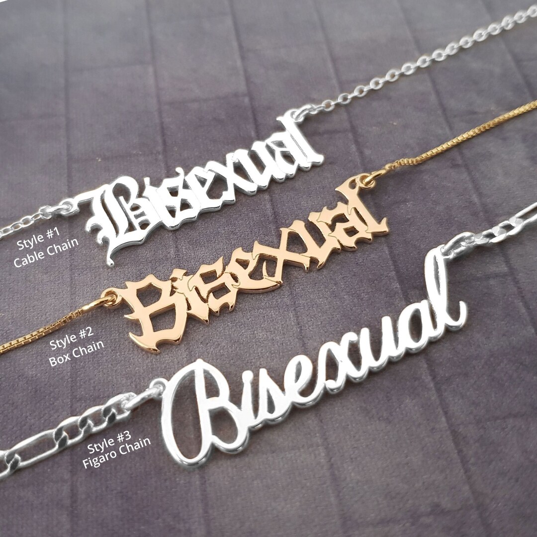 Bisexual Necklace, Bisexual Name Necklace, Pride Pendant, Pride ...