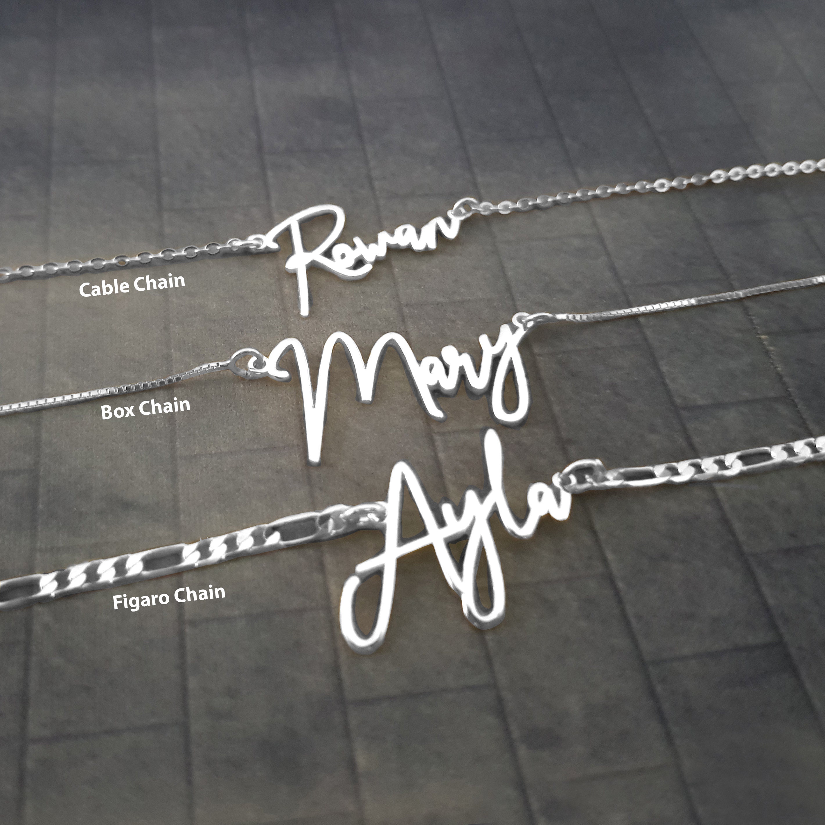 Cursive Name Necklace Personalized Nameplate Necklace Custom | Etsy