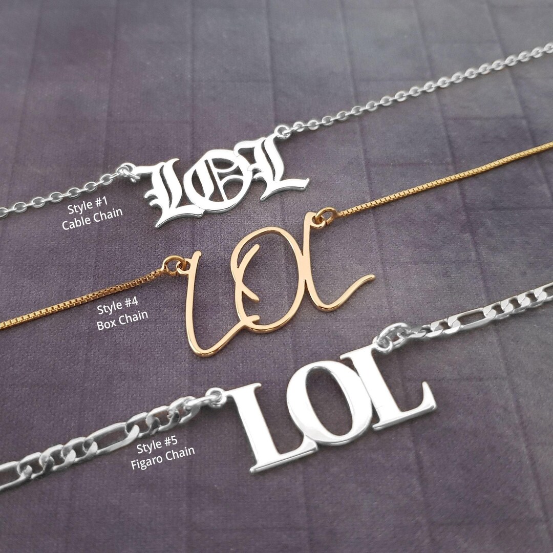 LOL Necklace, LOL Name Necklace, LOL Pendant, Funny Necklace, Funny ...