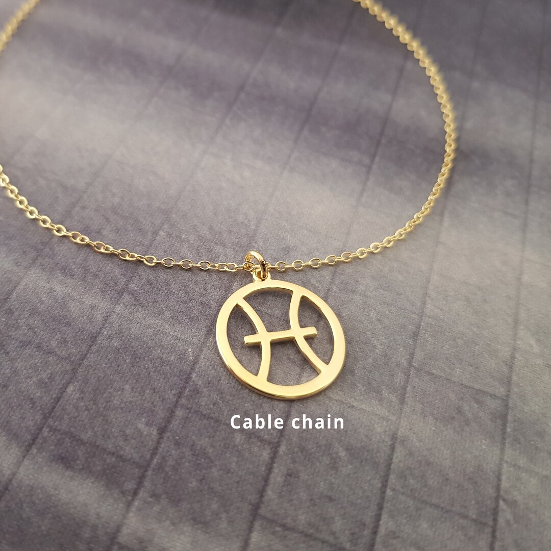 Pisces Sign Necklace, Pisces Symbol Necklace, Pisces Zodiac Necklace ...